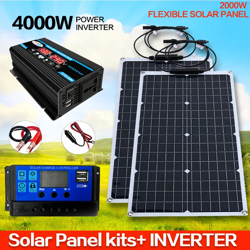 2000W-Solar-Energy-System-110V-220V-4000W-Solar-Panel-Inverter-Glass ...