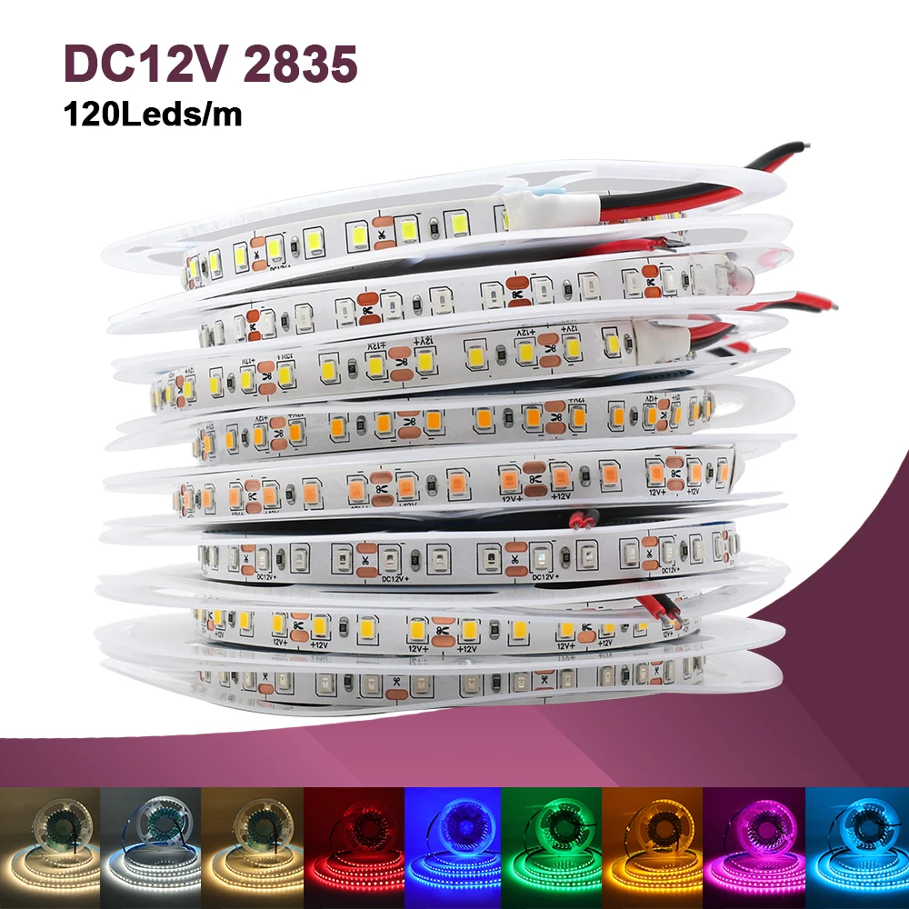 Tira-de-luces-LED-de-12V-y-24V-CC-cinta-Flexible-SMD-2835-120LED-M ...