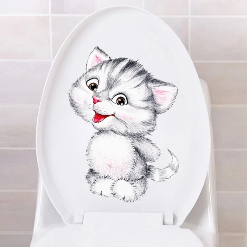 New-3D-Cartoon-Vivid-Cats-Toilet-Wall-Stickers-For-Kids-Baby-Rooms ...