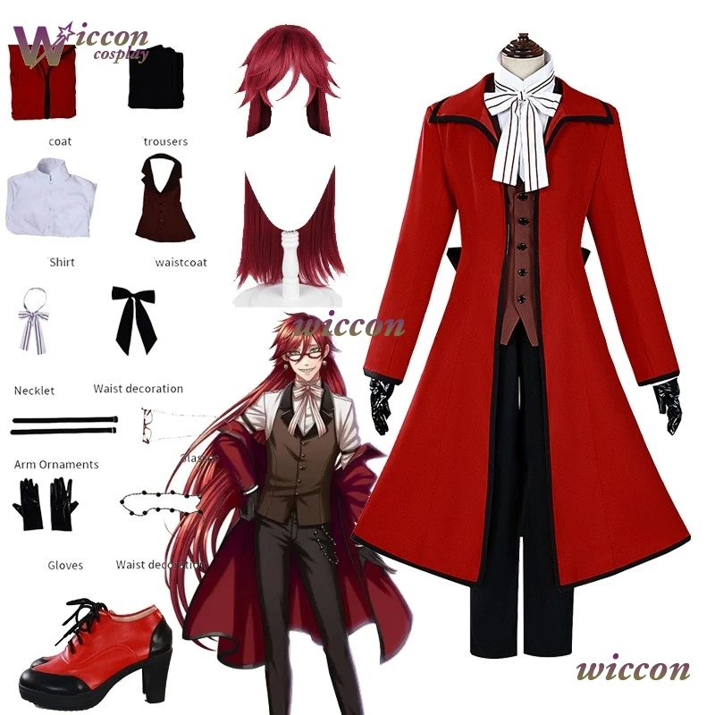 YesOk Blackr Butler Cosplay Grell Sutcliff Cosplay Costume Wig Grim ...