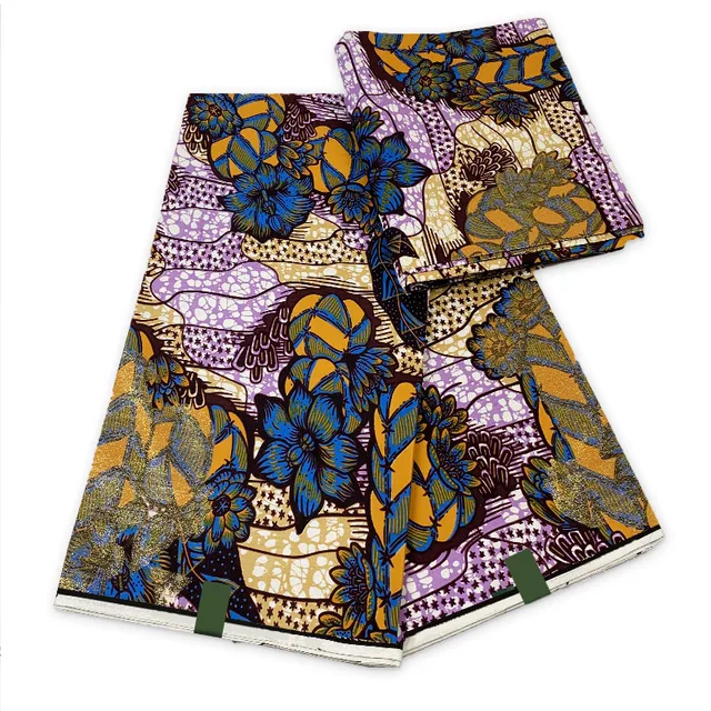 Gold Print Wax Pagne Guaranteed Veritable African Real Wax Fabric 100% ...