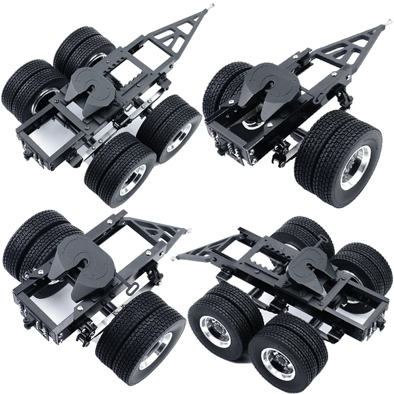 RC Truck All Metal 1&2 Axles Trailer with Traction Fifth-wheel for 1/14 ...