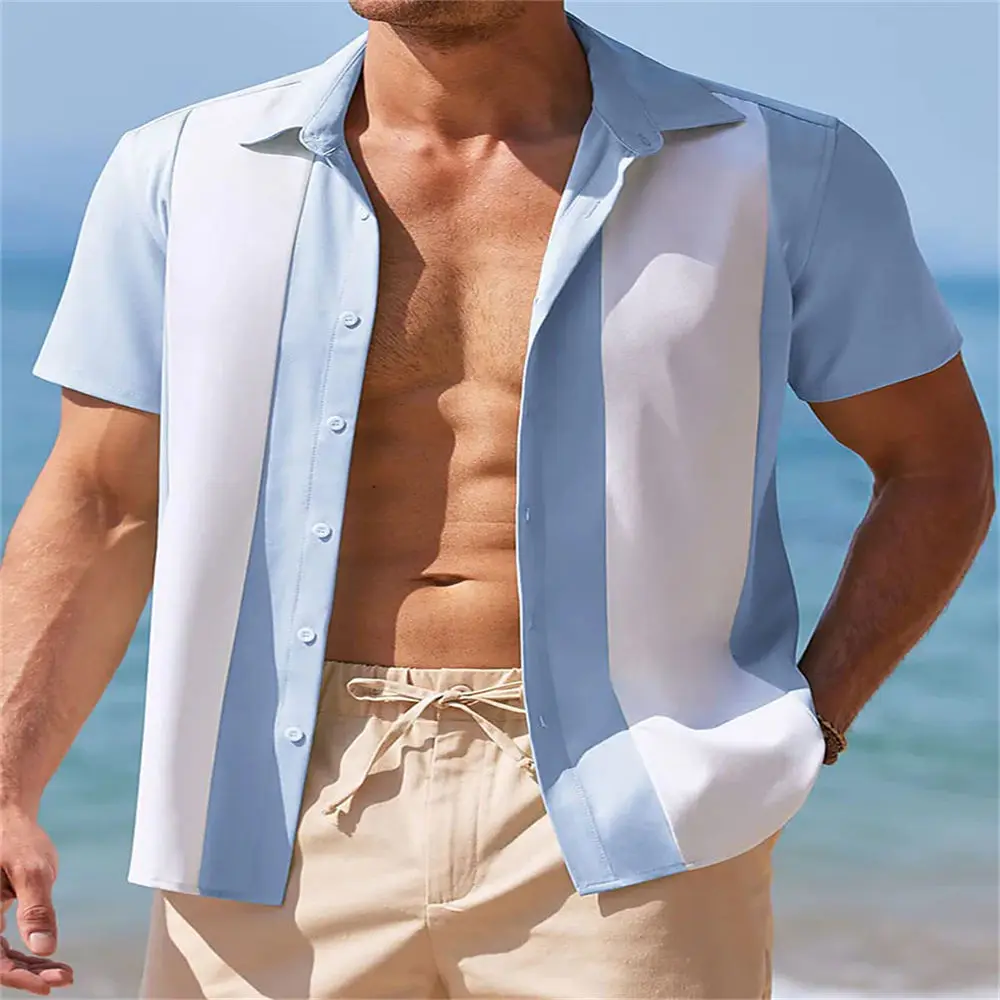 Chemise - chemisette,Chemise rayée à manches courtes pour hommes,grande ...