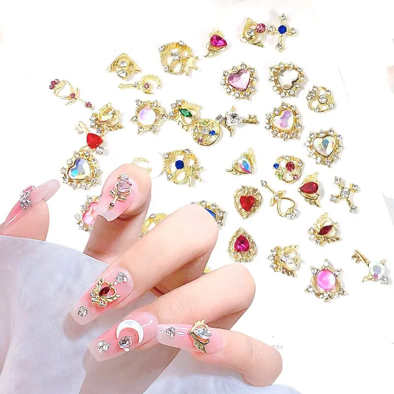 100pcs Random Luxury Nail Art Dangle Jewelry Mixed Style 3d Nail Art ...