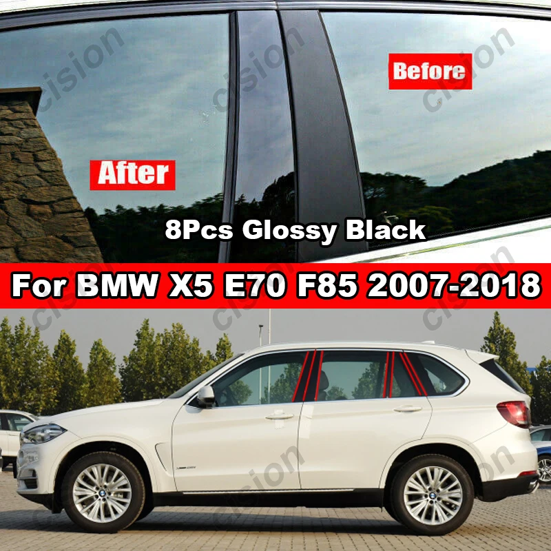 8Pcs-Carbon-Fiber-Black-Car-Door-Window-Column-B-C-Pillar-Post-Trim ...