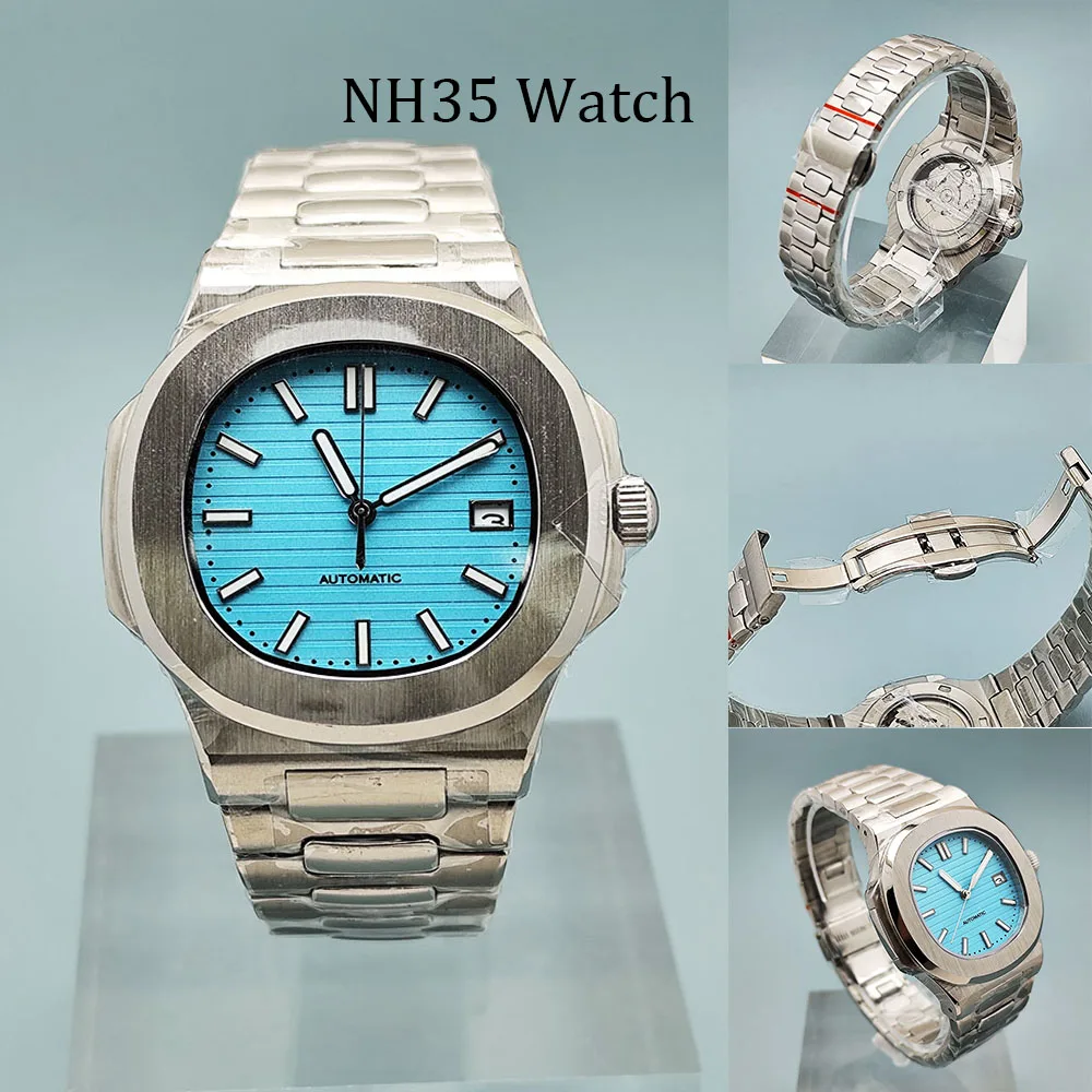 NH35 Watch Tiffany Blue Men's Stainless Steel Watch Green Luminous Dial ...