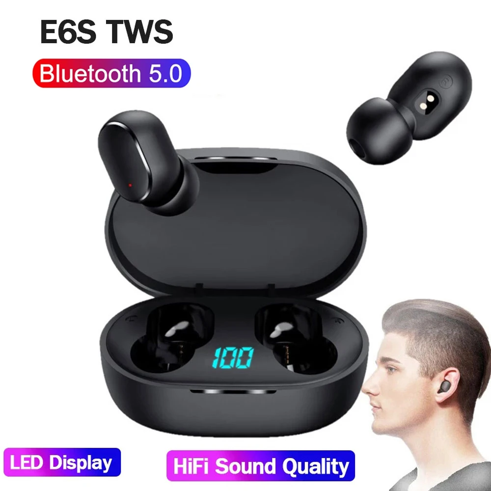 Auriculares inalámbricos E6S TWS con Bluetooth 5,0, cascos deportivos con cancelación de ruido ...