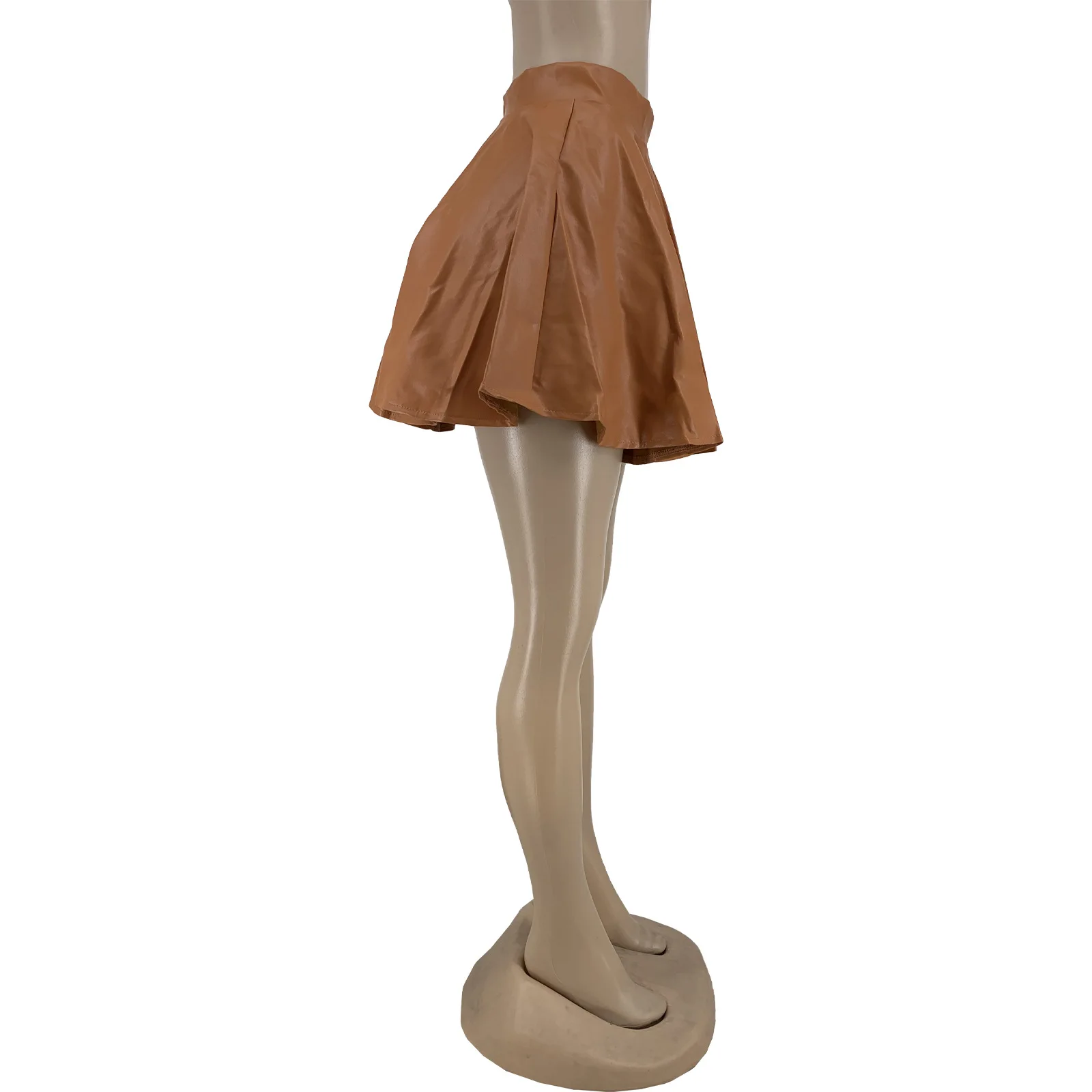 Joskaa-Mini jupe plissée en cuir PU monochrome pour femmes,vêtements ...