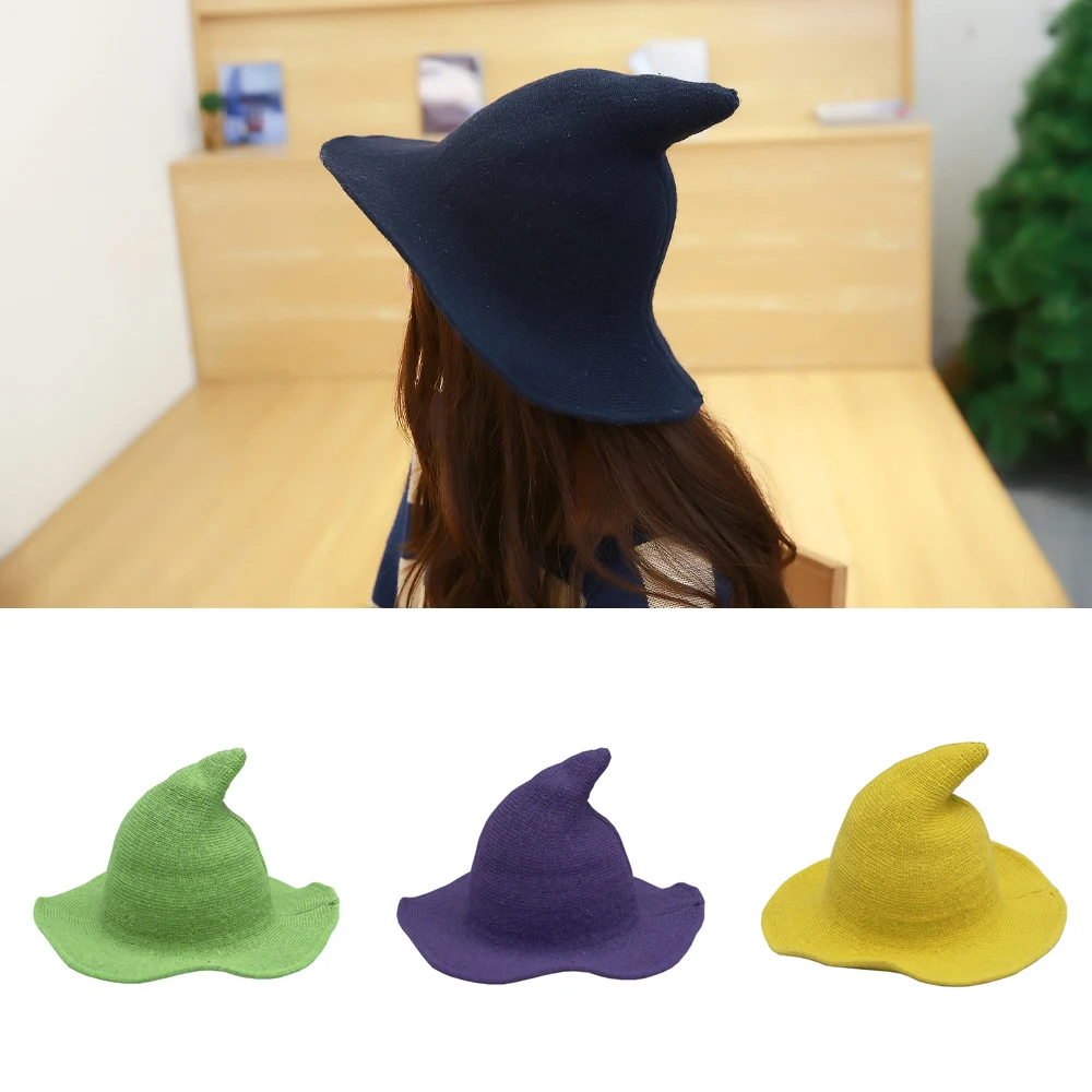 New-Modern-Knit-Wool-Wizard-Hat-Cap-For-Halloween-Party-Costume ...