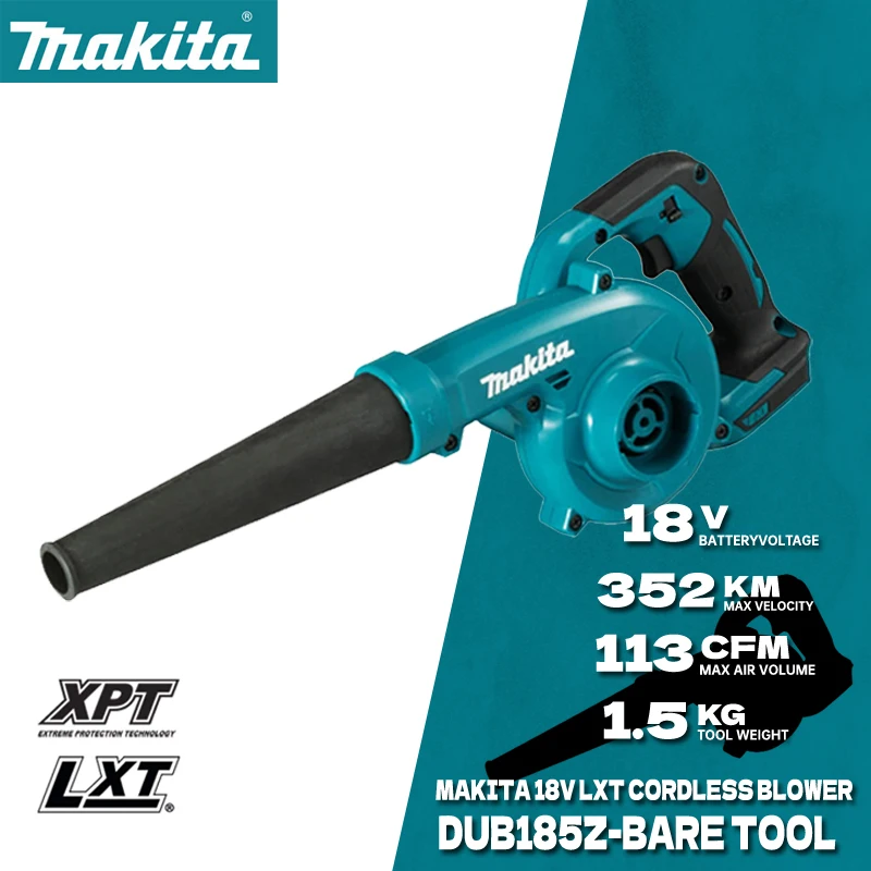 Makita DUB185 무선 휴대용 잎 송풍기, 18V LXT 공기 송풍기, 목공 정원 전동 공구 먼지 날림 청소, DUB185Z