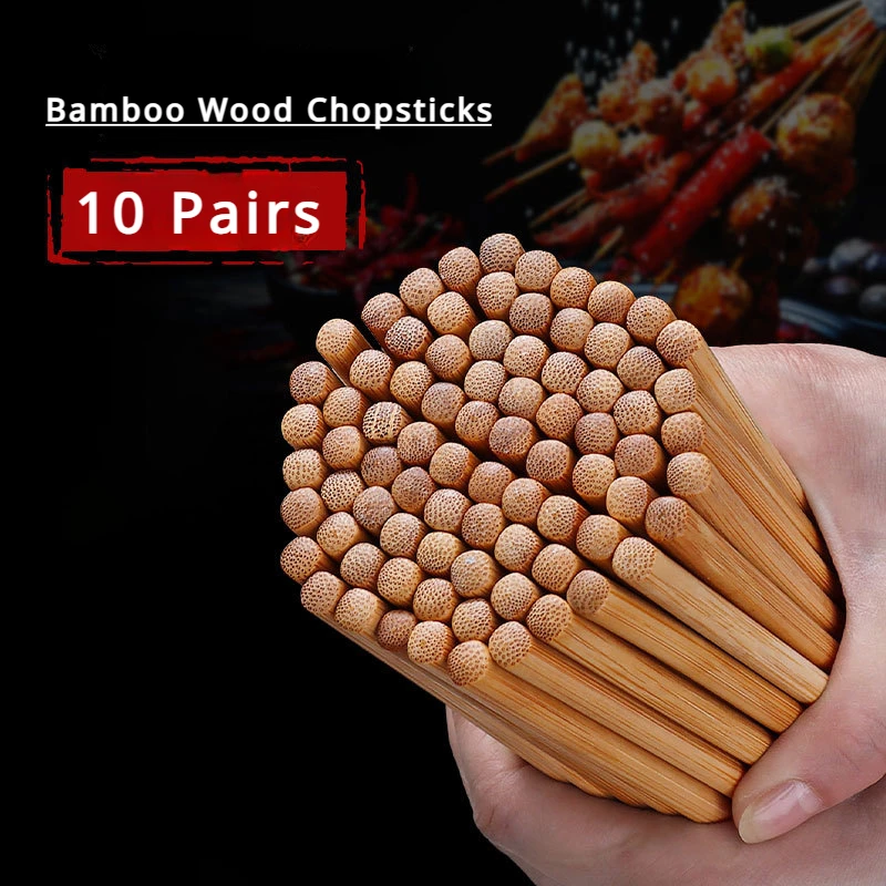 10-Pairs-Handmade-Natural-Bamboo-Wood-Chopsticks-Reusable-Sushi-Food ...
