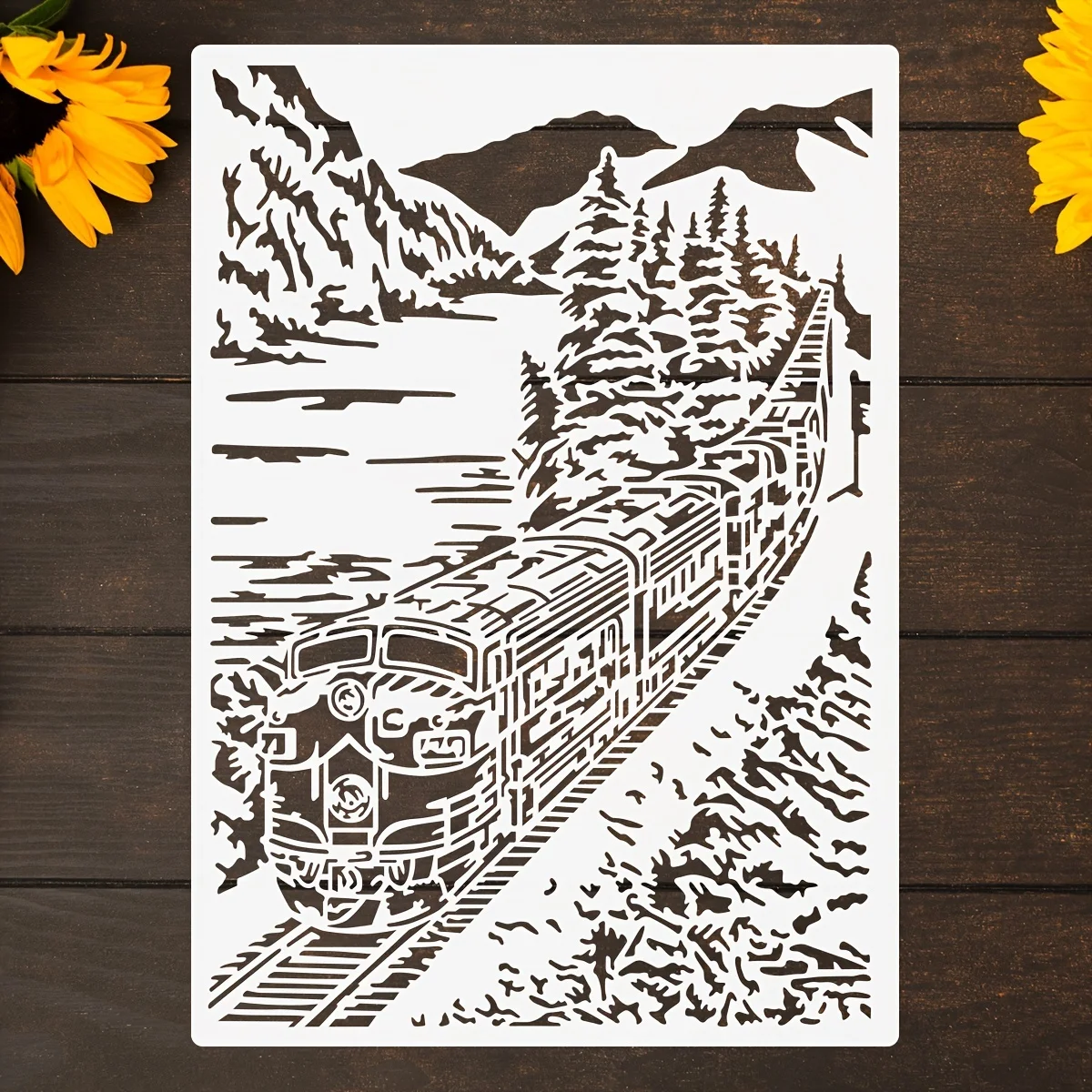 Locomotive Tour Scenery Train Stencil Steam Engine Stencil Hollow Out ...