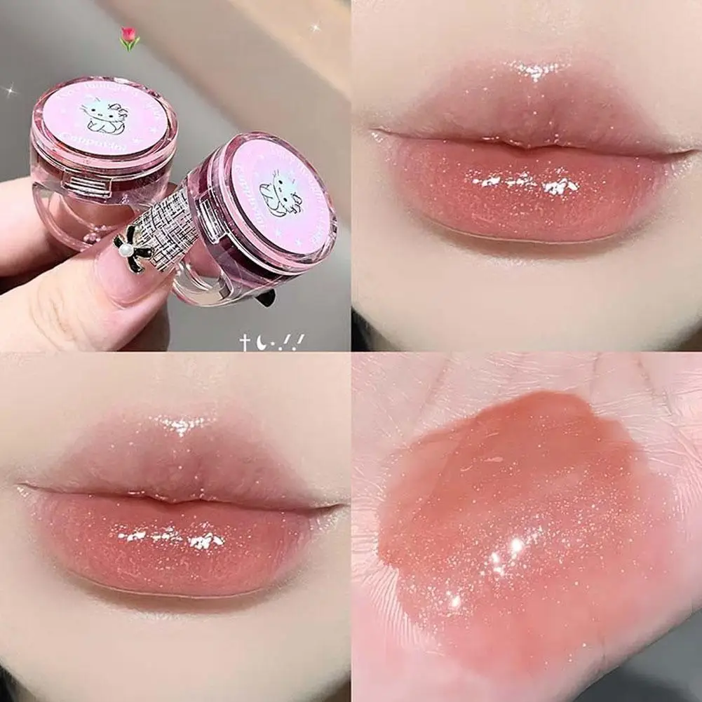 Cappuvini Cat Ring Lip Gloss Cute Lip Balm Natural Nude Look Plumping ...