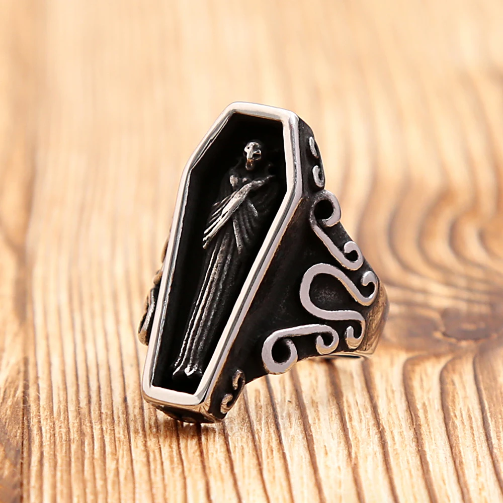 Gothic-Stainless-Steel-Black-Zombie-Vampire-Skull-Biker-Ring-For-Men ...