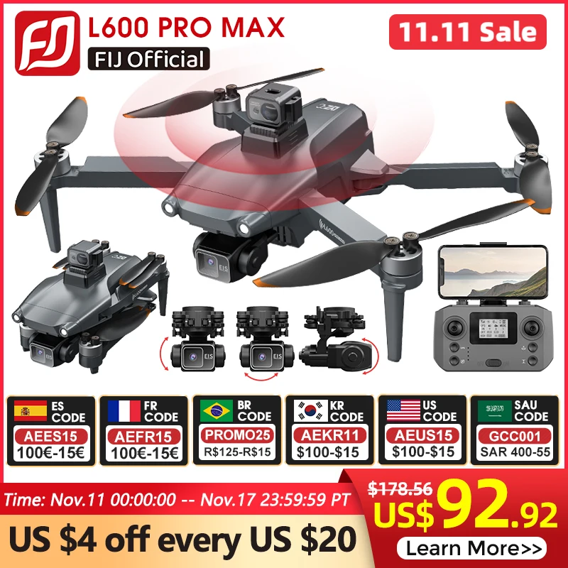 LYZRC-L600-PRO-MAX-Drone-4K-Professional-HD-Dual-Camera-3-Axis-Gimbal ...