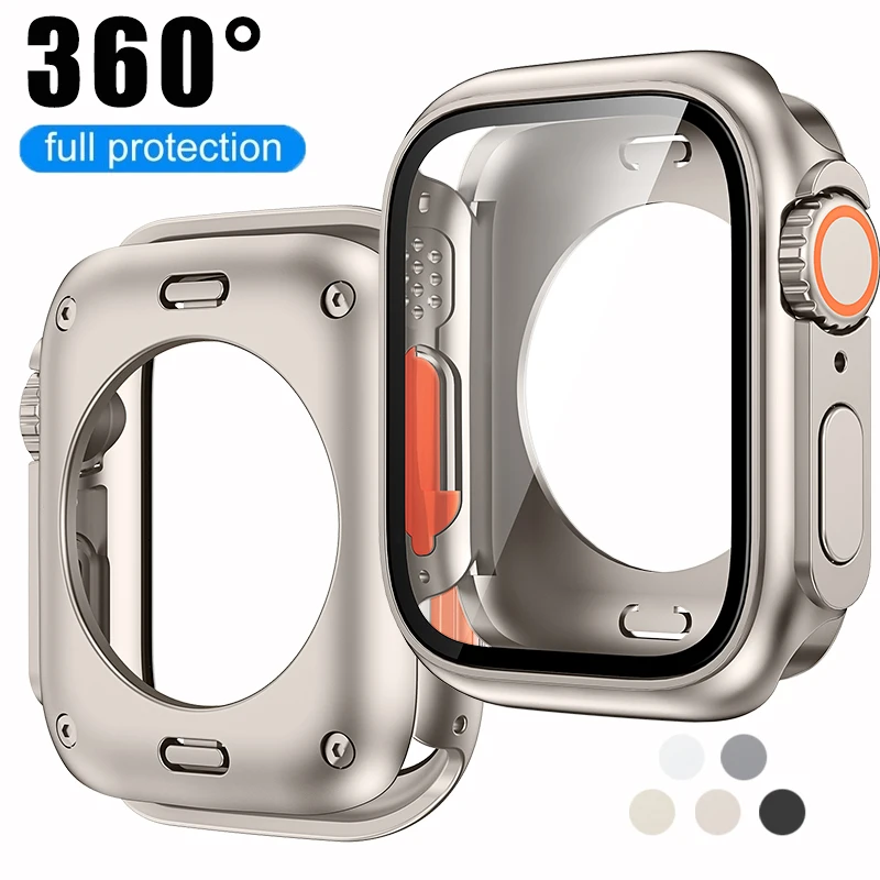 44-45MM-Glass-Case-For-Apple-Watch-8-7-45mm-41mm-Tempered-Glass-Cover ...