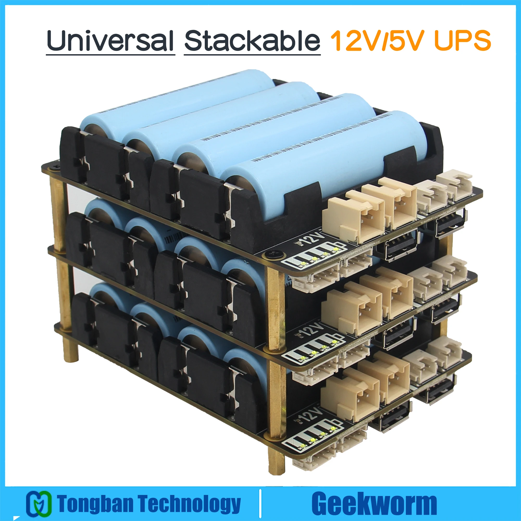 Geekworm X-UPS1 12V/5V Dual Output Universal Stackable UPS Shield for ...