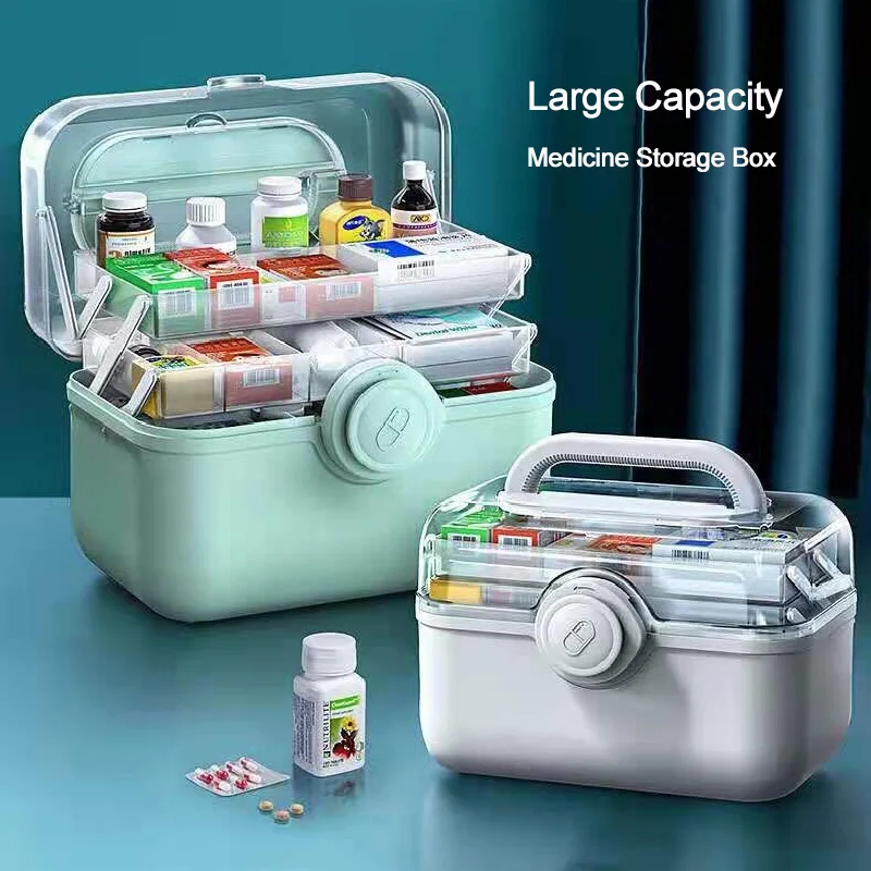 Multi-Functional Portable First Aid Kit Storage Pill Organizer Box High ...