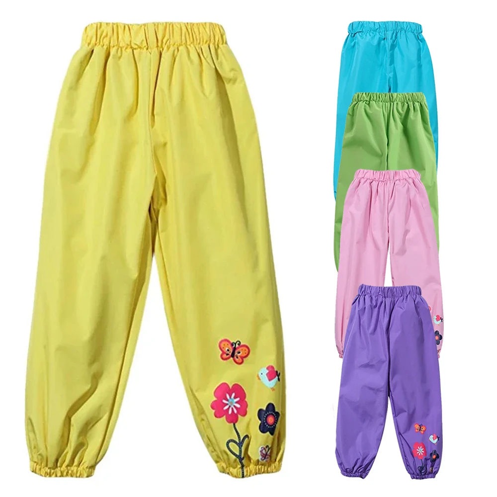 Girls Waterproof Pants Spring And Autumn Printing Pants New Fashion ...