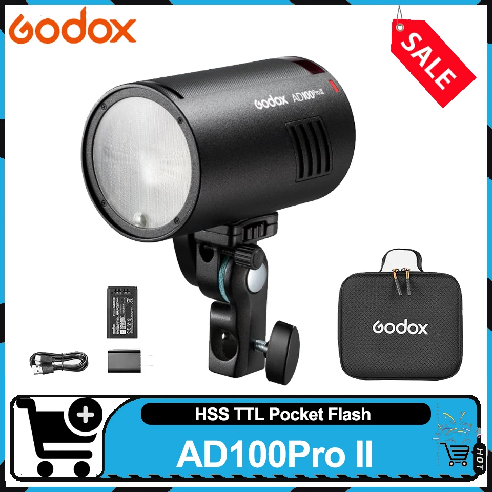 Godox AD100Pro II HSS TTL Pocket Flash 1.5S Recycling Time 490 Full ...