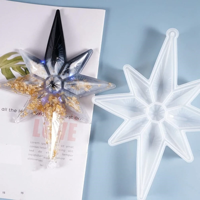 DIY Crystal Epoxy Resin Mold Manx Star Octagonal Listing Pendant Mold ...