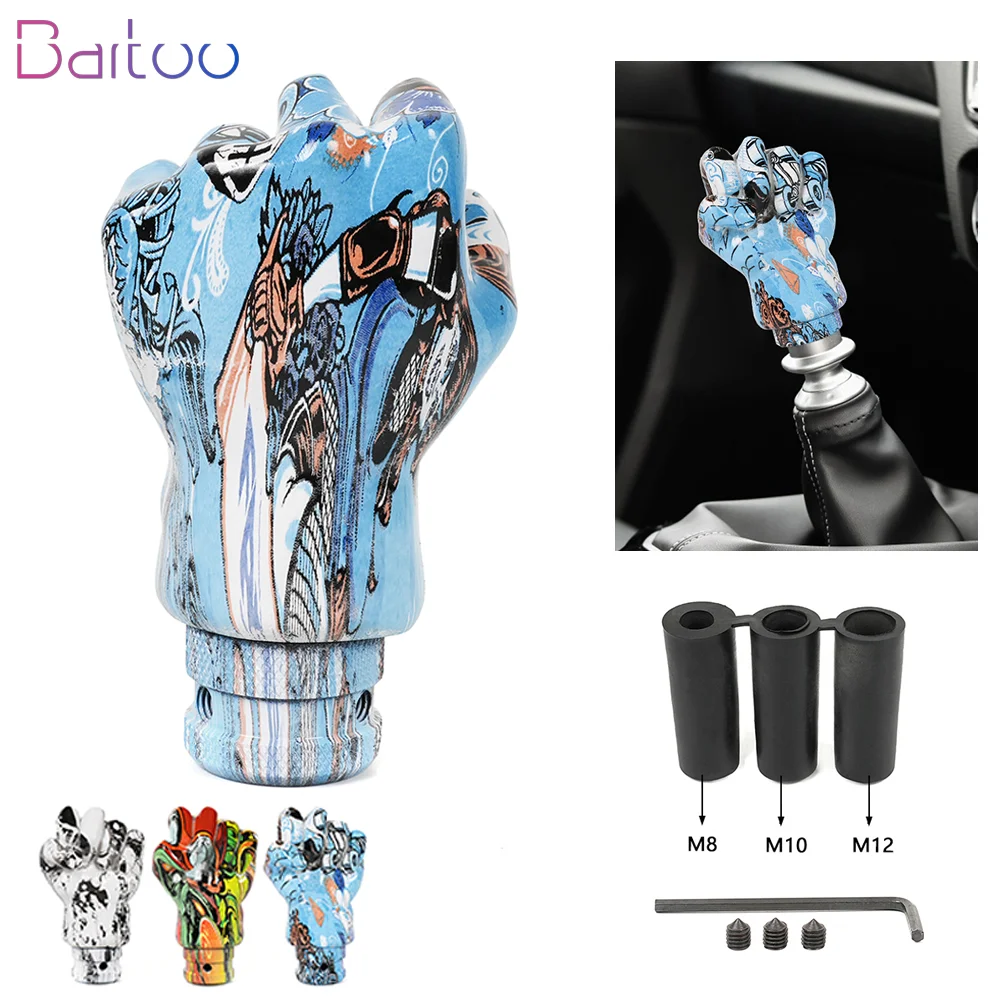 New-Manual-Car-Hand-Shaped-Style-Resin-Graffiti-Gear-Shift-Knob-Mixed ...