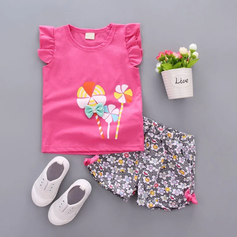 Summer-Baby-Girls-T-shirt-Set-Windmill-Printed-Short-Sleeves-Flower ...
