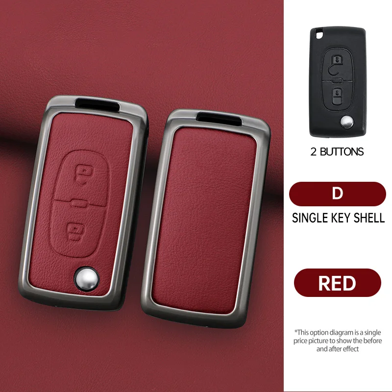 Zinc-Alloy-Car-Flip-Key-Case-Cover-Shell-Fob-for-Peugeot-107-207-307 ...