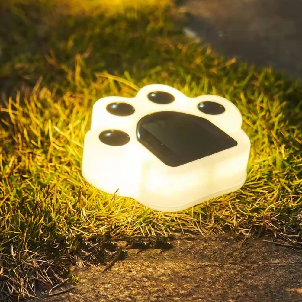 Solar Ground Lights Bear Paw Shape Led Outdoor Garden Landscape Foor ...