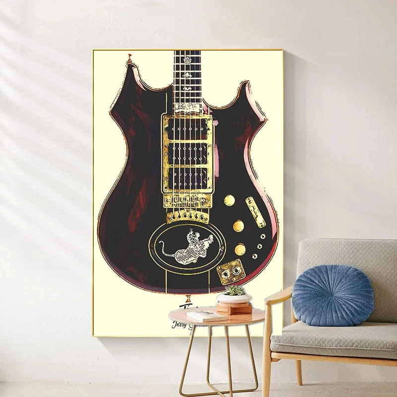 Famous Guitars Posters Musical Instrument Canvas Painting Retro Music ...