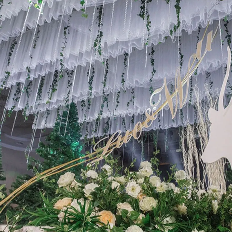 10M WhiteTutu Ceiling Drapery Panels Wedding Decoration Mariage Long ...