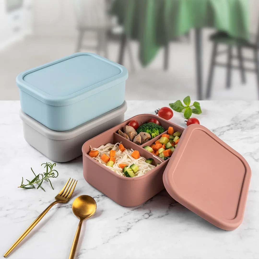 Silicone-Lunch-Box-Food-Grade-Crisper-Microwave-Special-Heating-Lunch ...