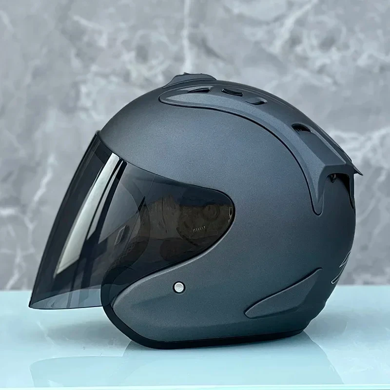 Ram4-Matt-Grey-Half-Helmet-Men-and-Women-Motorcycle-Off-Road-Summer ...