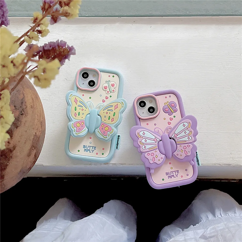 Cute-3D-Butterfly-Wing-Phone-Case-For-iPhone-11-12ProMax-Stand-Fundas ...