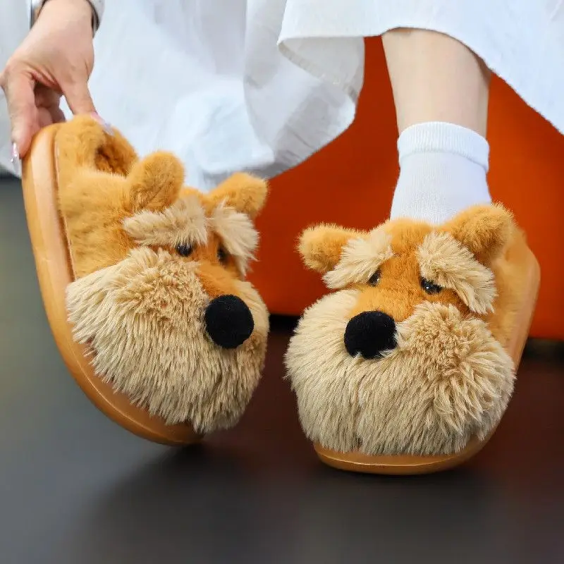 Designer sloppy puppy slippers women 2025 newest platform animal plush ...