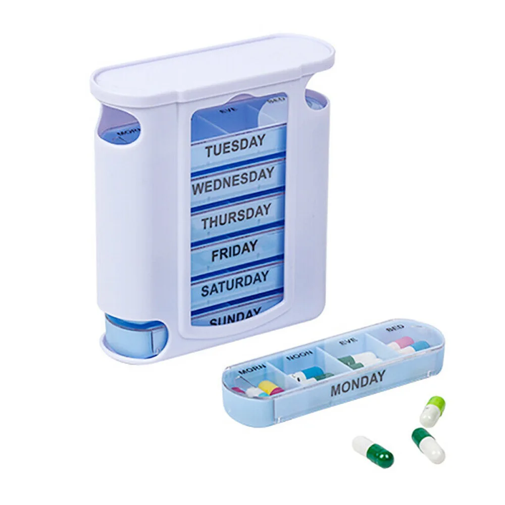 Portable-7-Days-Medicine-Medical-Pill-Box-28-Grids-Weekly-Pill-Case ...