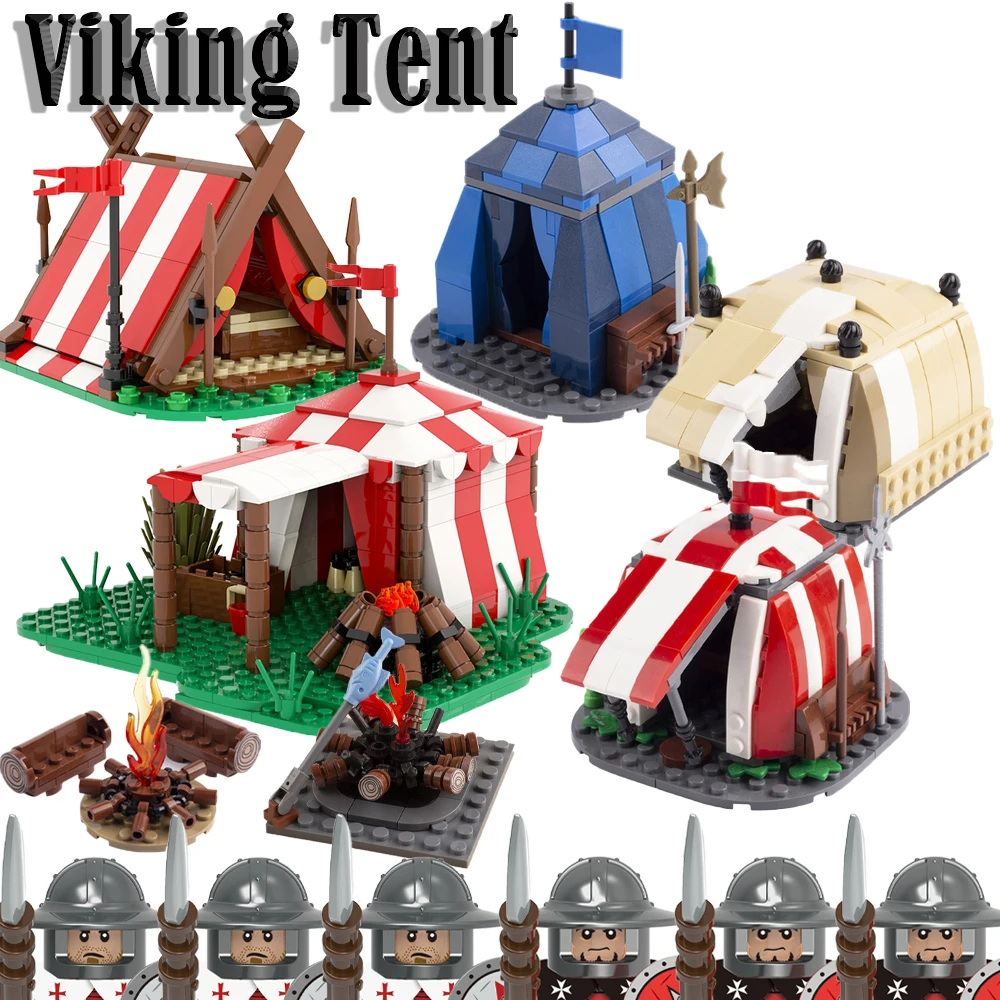MOC-Medieval-Viking-Tent-Building-Blocks-Military-Knight-Army-Castle ...