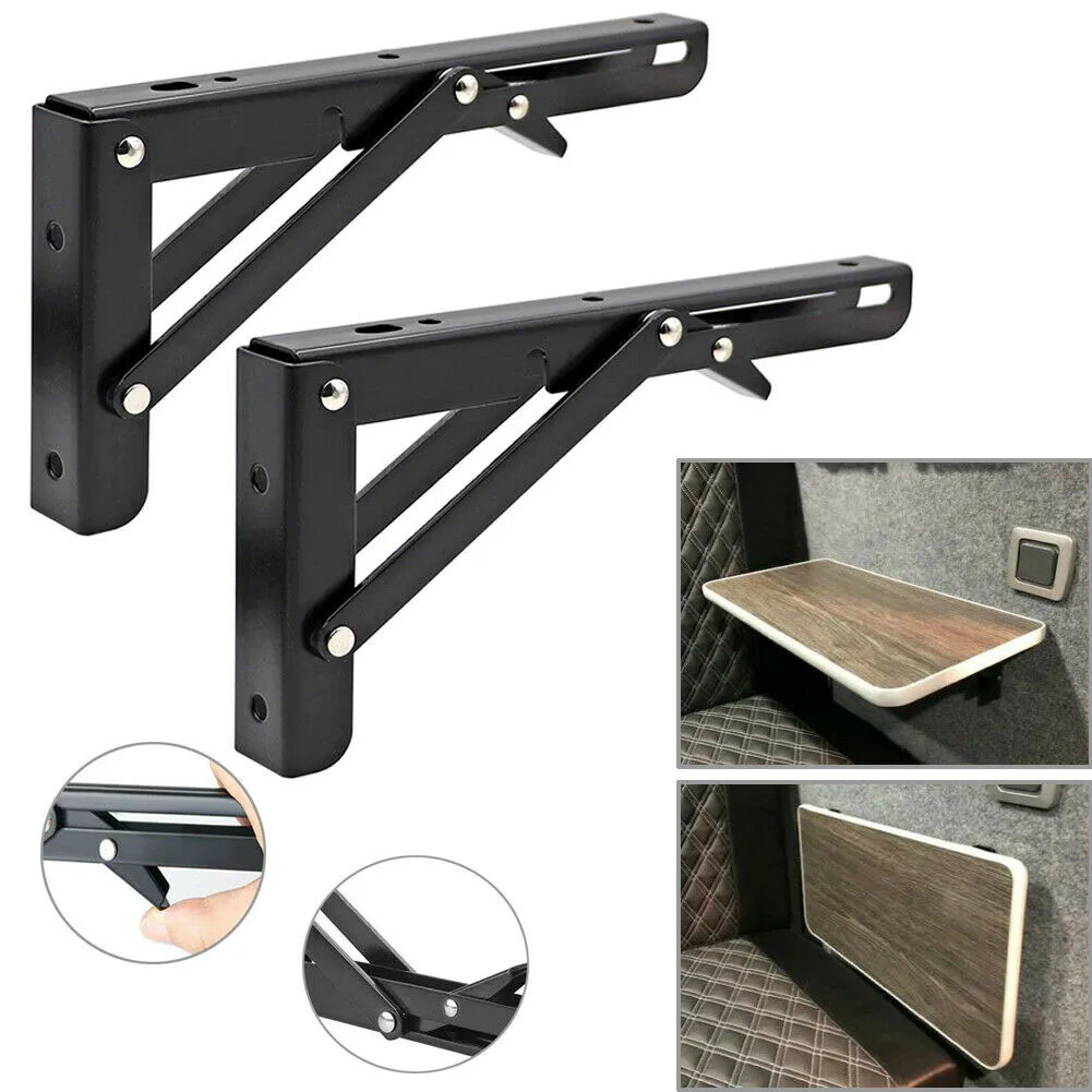 2Pcs Campervan Folding Bracket Table Shelf Motorhome Caravan Black ...