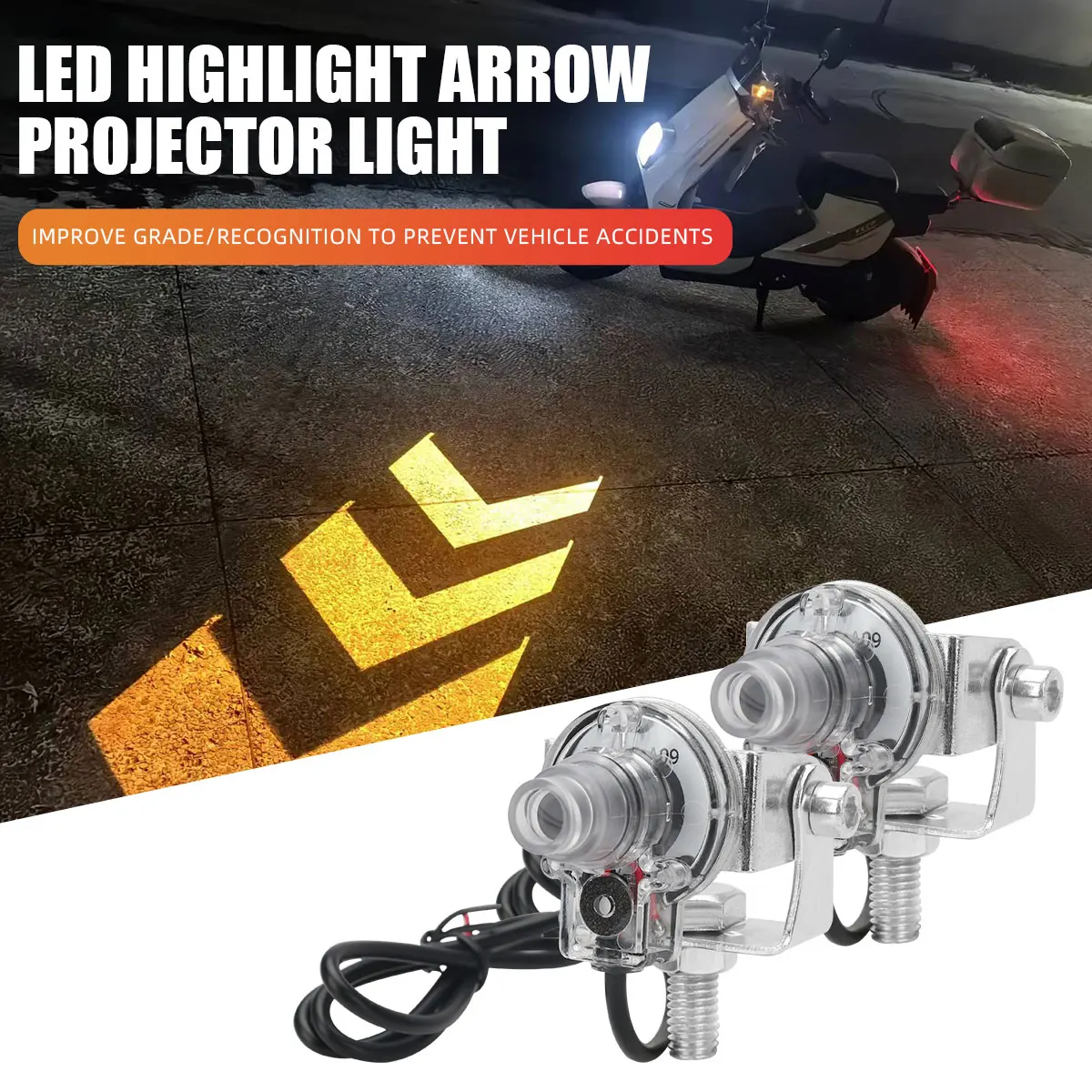 1Pair Motorcycle LED Turn Signal Projector Light Arrow Style Flashing ...