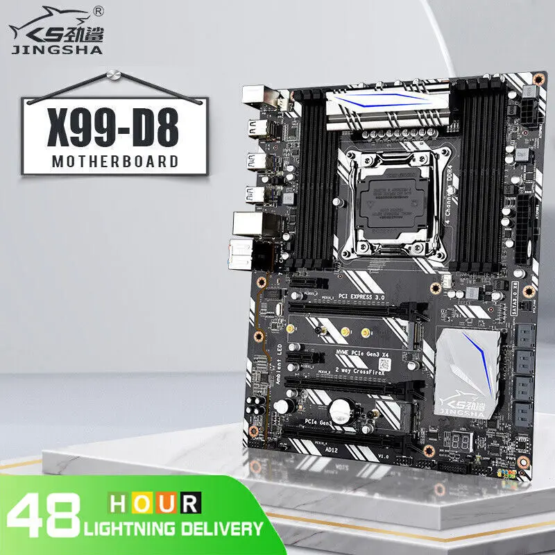 JINGSHA-X99-D8 Placa-mãe, LGA2011-3, E5, V3V4, 8 x DDR4, PC, ECC, REG, RAM, LOL Game