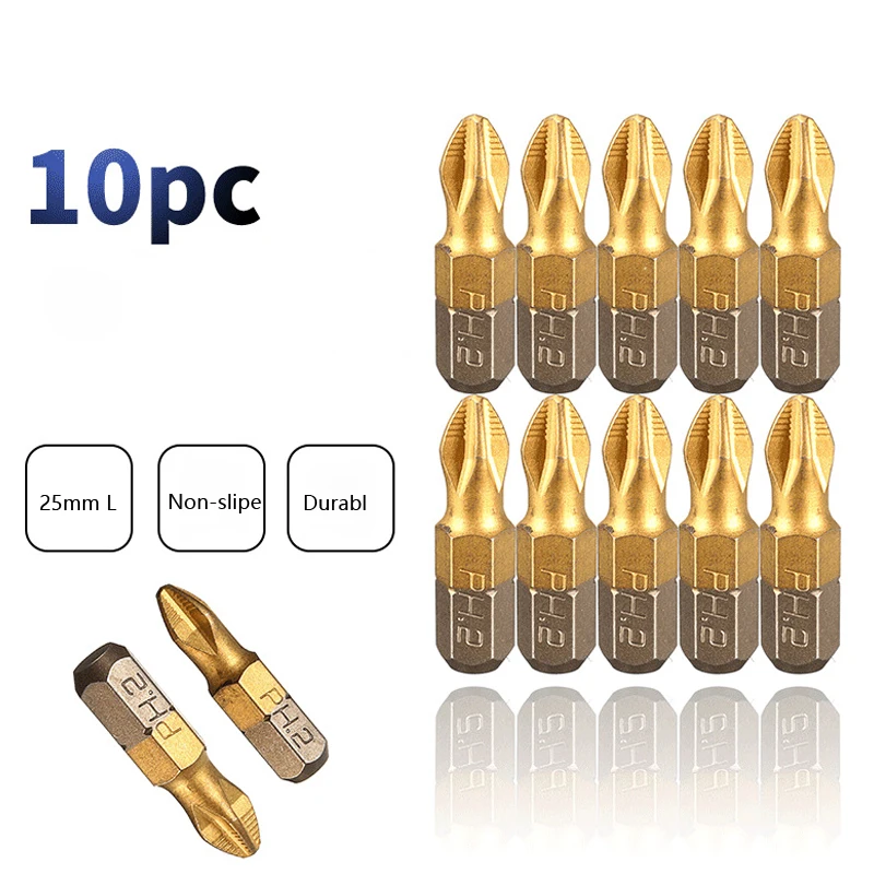 10pcs Anti Slip Electric Screwdriver Bits 1/4" Hex Shank 25mm Long ...
