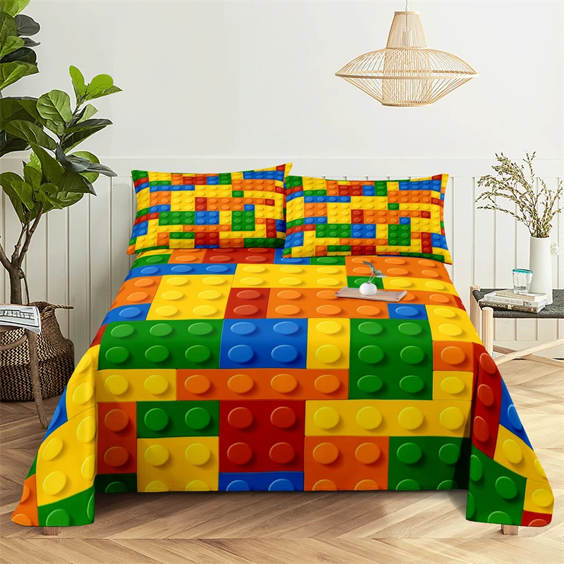 Lego Bedding Sheet Home Digital Printing Polyester Bed Flat Sheet With ...