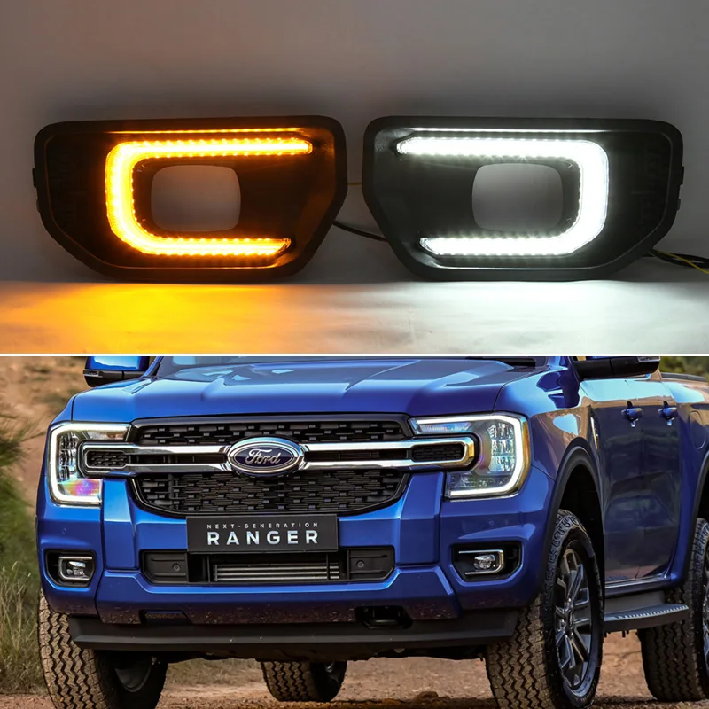 12V LED DRL สำหรับ Ford Ranger XLT Sport 2022 2023 Daylights สีเหลือง ...