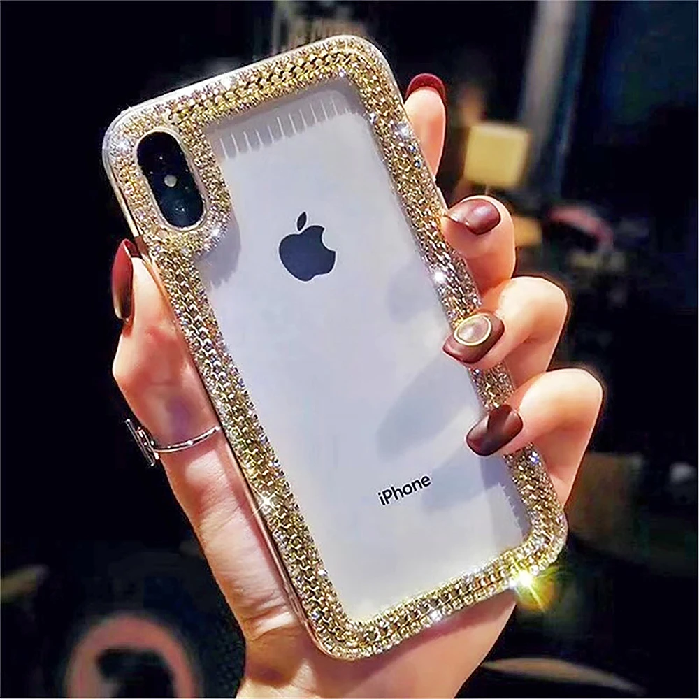 Luxury-Bling-Rhinestone-Transparent-Phone-Case-Glitter-Acrylia-Diamond ...