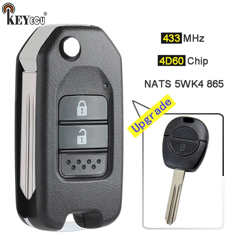 KEYECU 433MHz 4D60 Chip NATS 5WK4 865 Upgraded Flip Remote Key Fob for ...