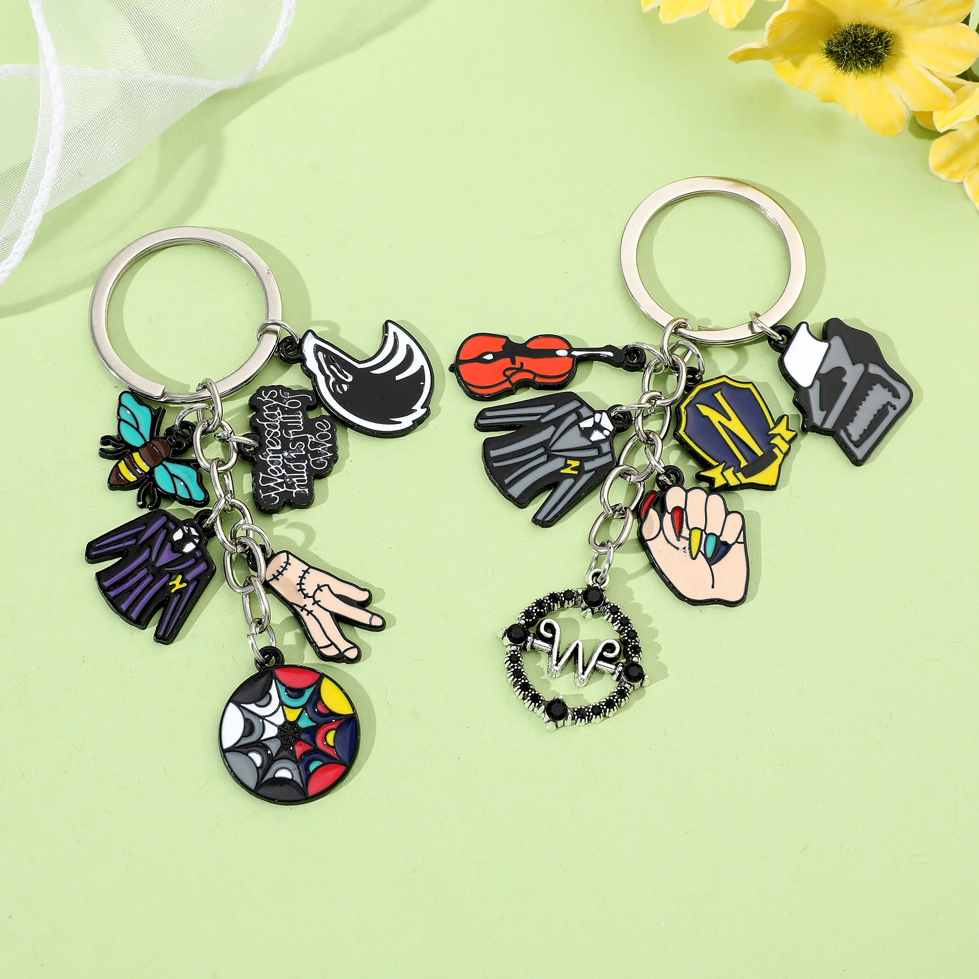 TV-Show-Wednesday-Addams-Keychains-Addams-Family-Enid-Talisman-Ophelia ...