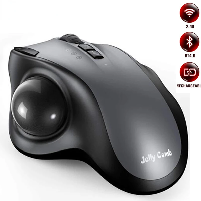 Vogek 2.4G USB Trackball Mouse Bluetooth Wireless Mouse Rechargeable ...