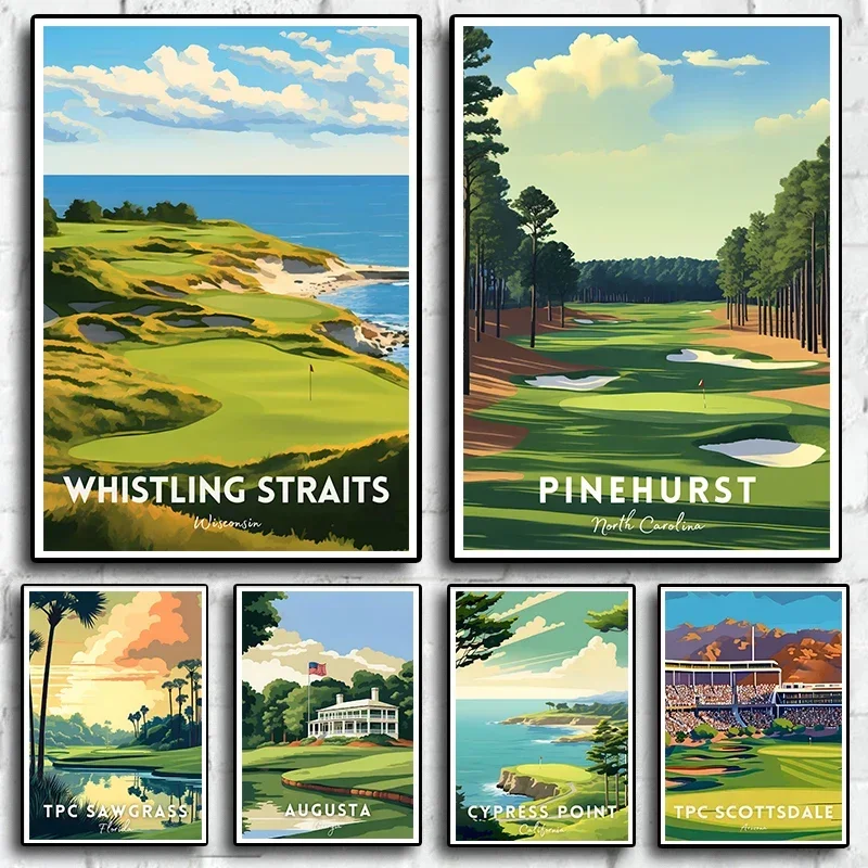 Abstract Golf Course Nordic Minimalist Sport Travel Landscape Poster ...