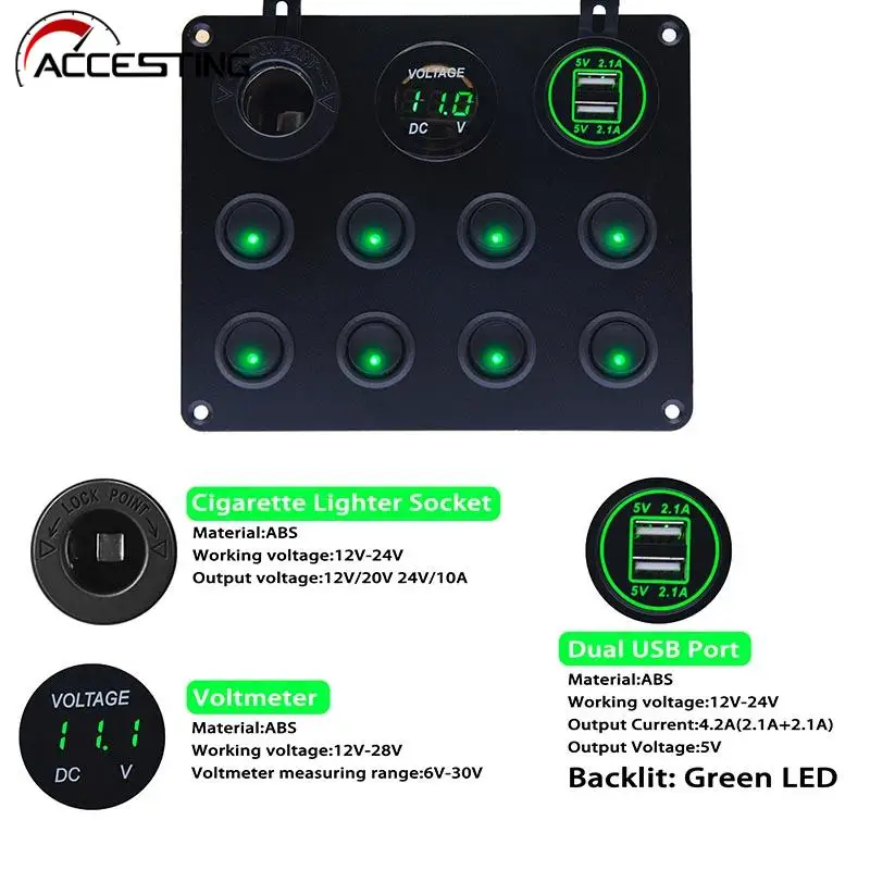 8-Gang-12-24V-Rocker-Toggle-Switch-Panel-Dual-USB-Charger-Circuit ...