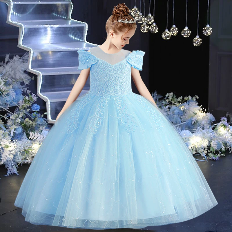Children's sequined puff-sleeved princess dress 5-14 years old boys and ...